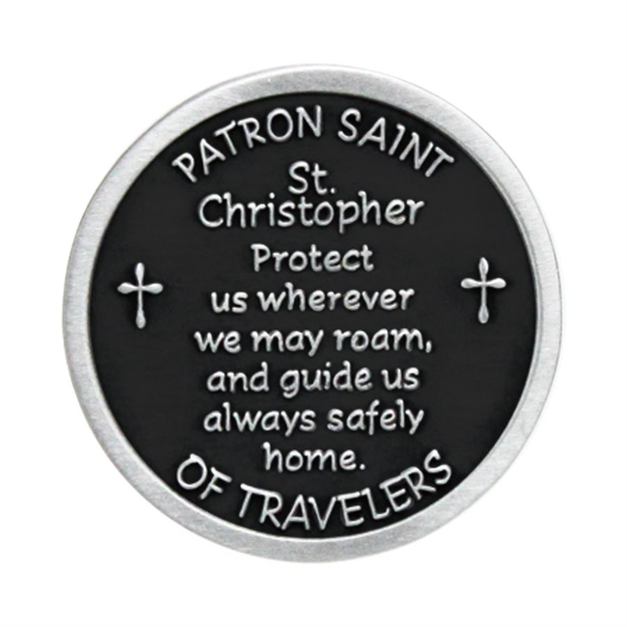 "St. Christopher" Pocket Token, Pewter, 1¼", English / ea