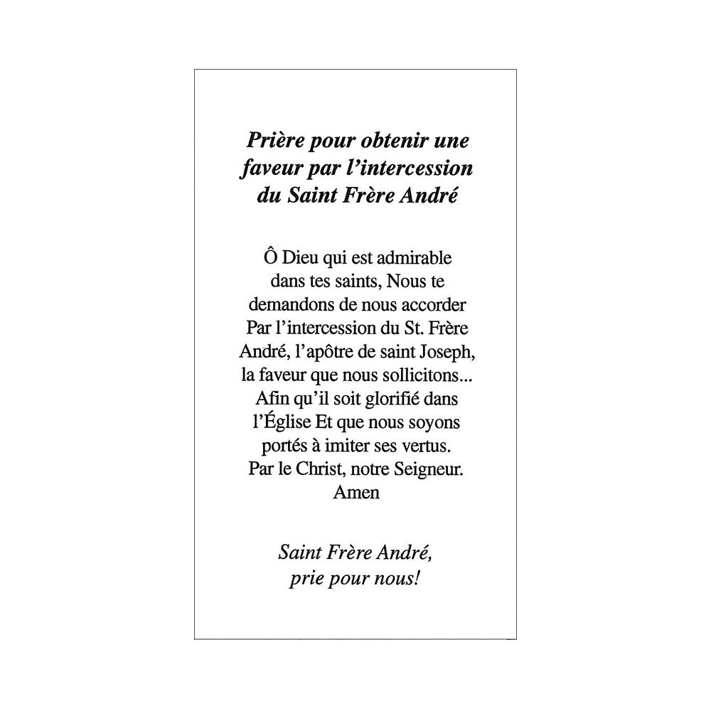 Laminated ''Saint Frère André'' Prayers, French / ea
